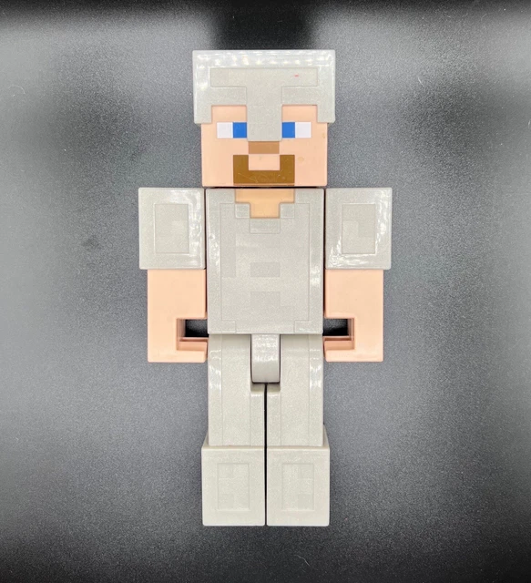 FIGURINE ARTICULÉE GRANDE échelle Minecraft Steve en armure de fer 8,5 pouces avec casque EUR 14 ...