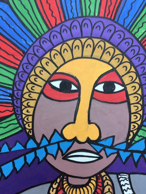 SEHR SCHÖNES GEMÄLDE Auf Leinwand Zeichnung Art Brut Auße 2009 John ...