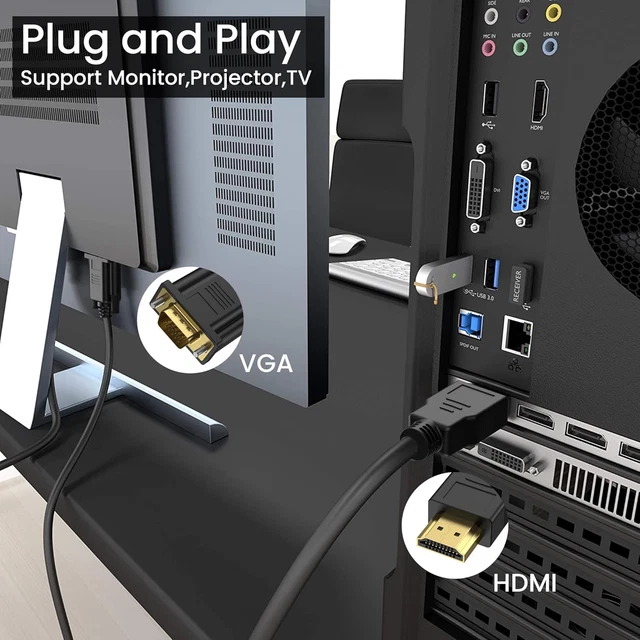 HDMI TO VGA Cable 1M, Uni-Directional 1080P 60Hz HDMI Output to VGA ...