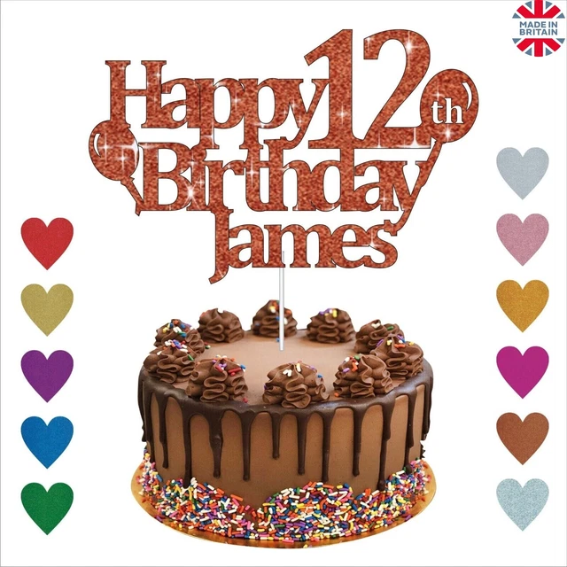 Personalised Happy Birthday Glitter Cake Topper Custom Any Name Age