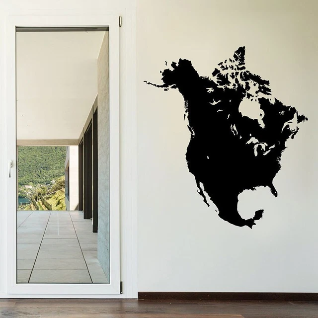 MAP OF NORTH America Wall Sticker USA Map Vinyl Home Decor For Living ...