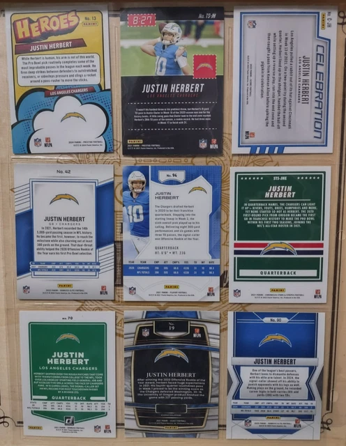 🏈 9 CARD Lot Justin Herbert, Los Angeles Chargers, Oregon Ducks NM 🏈 $5 ...