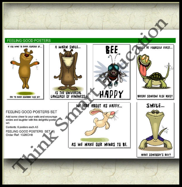 FEELING GOOD POSITIVITY Emotions School Educational Poster Set (6) - A3 ...