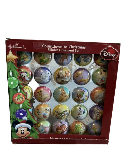 DISNEY HALLMARK COUNTDOWN To Christmas Fillable Ornament Set 25 Advent ...
