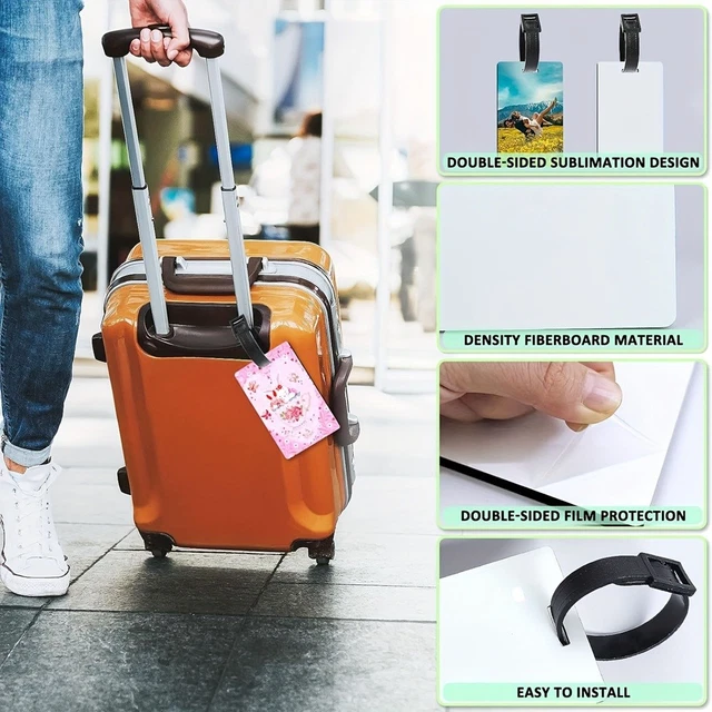 SUBLIMATION LUGGAGE TAG Blanks, Sided Suitcase Label Tag Blank Travel ...