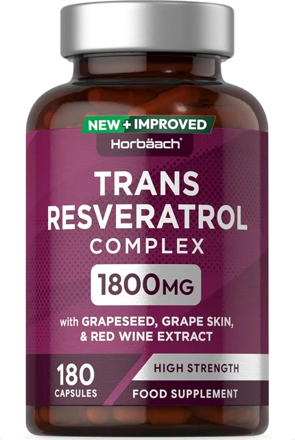 RESVERATROL SUPPLEMENT 1800MG | 180 Capsules | Trans Resveratrol ...