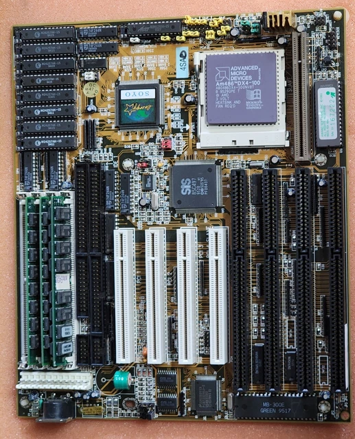 VINTAGE SOYO SY-4SA0 Socket 3 Motherboard w./ AMD 486 DX4-100 + 16MB ...