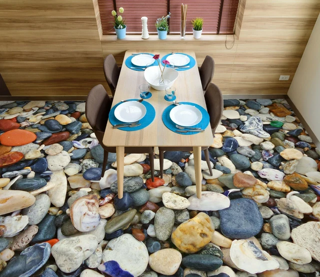 3D WHITE PEBBLE PKE737 Floor WallPaper Murals Wallpaper Mural Print Bea ...