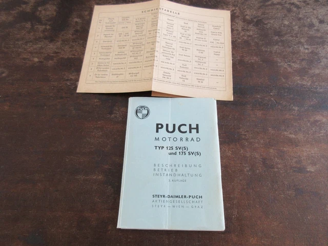 PUCH 125 175 SV SVS 125SV 175SV Original! Beschreibung Betrieb Fahrer-Handbuch EUR 51,50 ...