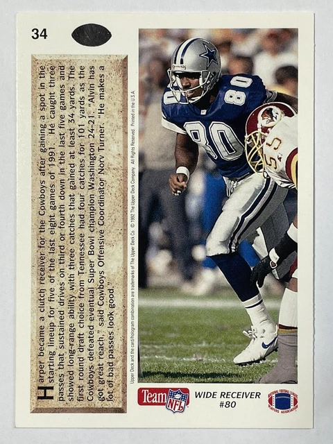 CARTE DE FOOTBALL ALVIN HARPER Dallas Cowboys 1992 Upper Deck ALL ...