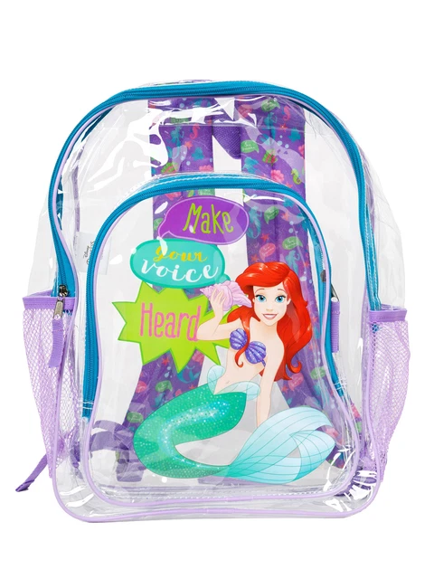 DISNEY THE LITTLE Mermaid Ariel Clear Transparent Backpack 16" £15.89 ...