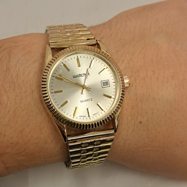 VINTAGE WATCH-IT MEN Gold Tone Fluted Bezel Analog Quartz Watch Hour ...