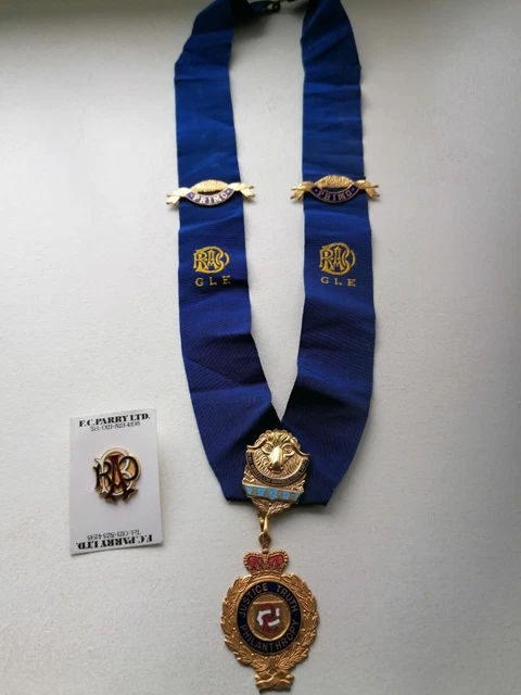 VINTAGE 1974 RAOB Primo Enamel Medal / Badge - Blue Ribbon. + RAOB Pin ...