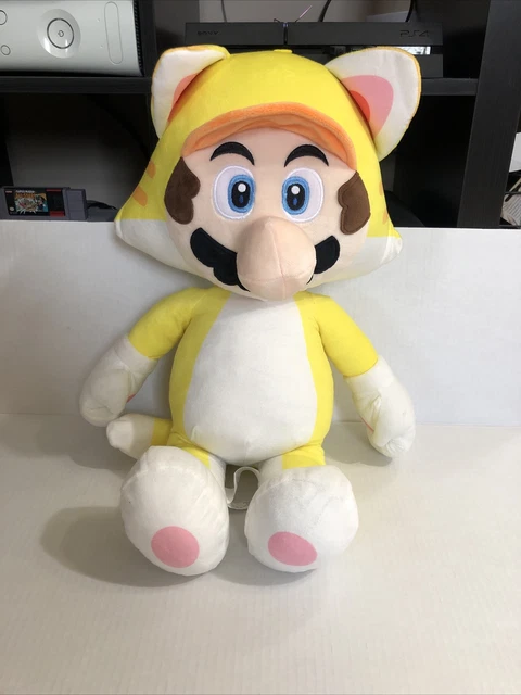 SUPER MARIO 3D World Yellow Cat Suit Giant Plush 24" Nintendo Great ...