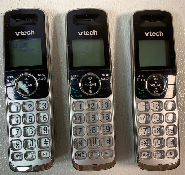 VTECH SILVER EXPANDABLE Three Handset Answering Cordless Phone System ...