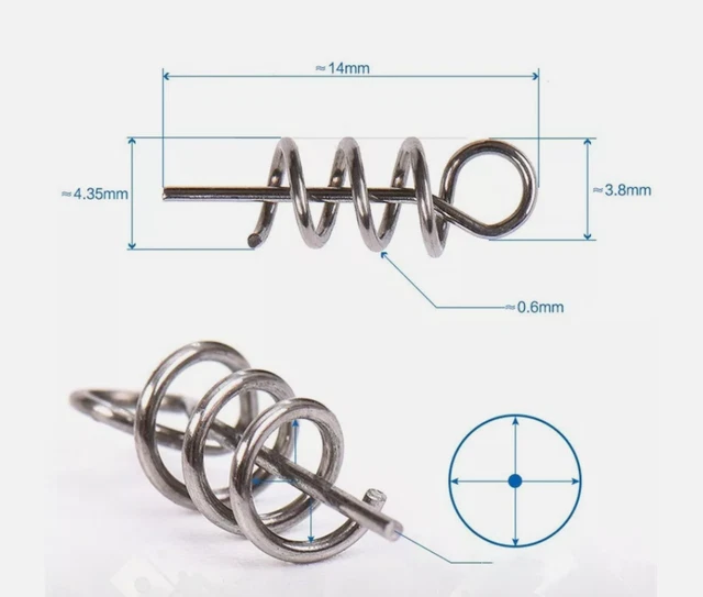 50PC WORM FISHING Hook Centering Pin Latch Needle Spring Crank Fishing ...