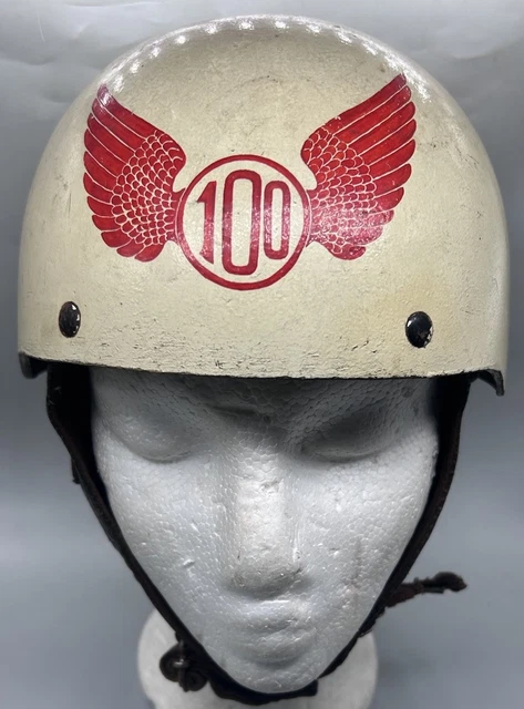 VINTAGE CROMWELL MOTORCYCLE HELMET Brown Leather Lining Custom Design ...