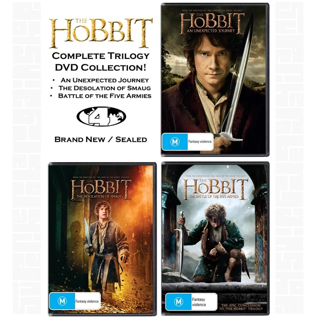 THE HOBBIT TRILOGY Movie Collection (DVD, 3-Disc) Region 4 (Martin ...