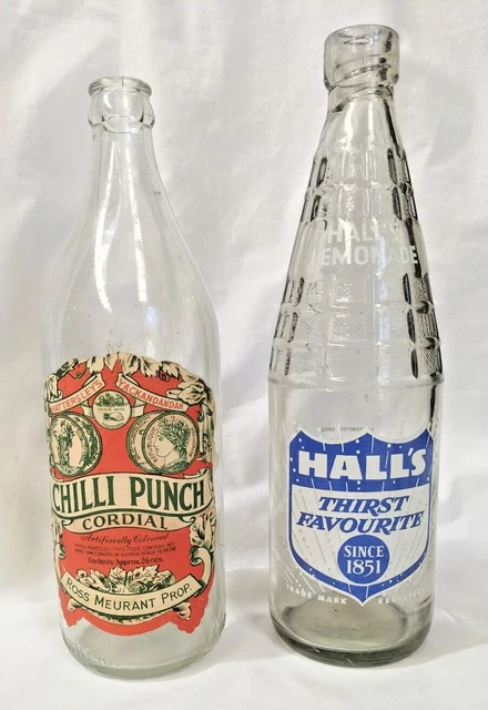 VINTAGE BOTTLES X2 Rare Hattersleys Yackandandah Chilli Punch & Halls ...