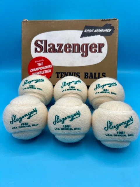 *VINTAGE SLAZENGER OFFICIAL Lta 6 Tennis Balls Wimbledon 1961 Original ...