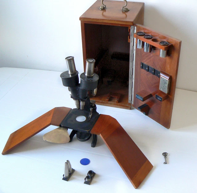 1896 GREENOUGH-TYPE STEREO Microscope by Carl Zeiss Jena Antique Altes ...
