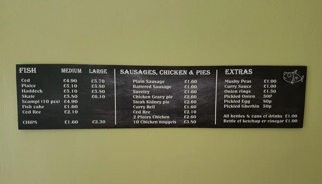 FISH & CHIP shop menu blackboard SIGN plaque dolls house 1:12th scale ...