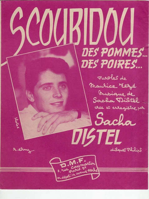 SACHA DISTEL PARTITION Scoubidou Des Pommes Des Poires Tézé 1959 EUR 5 ...