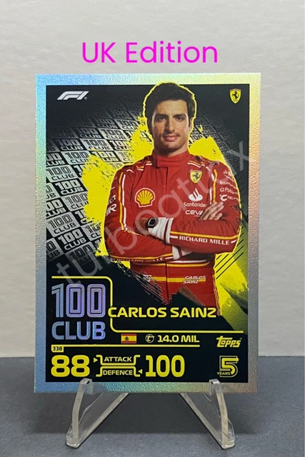 TOPPS TURBO ATTAX F1 2024 Carlos Sainz 100 CLUB Card Rainbow Foil #338 ...