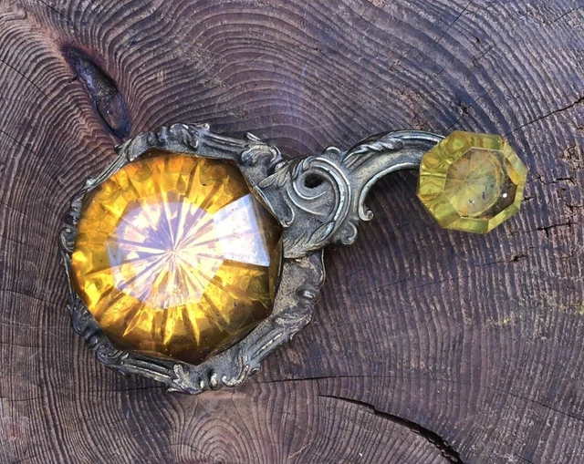 ANTIQUE VICTORIAN COUNTRY house butlers call lever pull handle glass ...