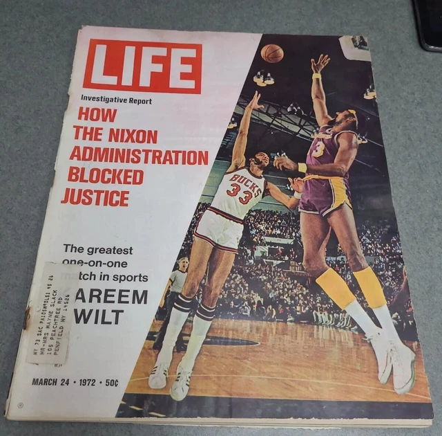 VINTAGE LIFE MAGAZINE March 24, 1972 Kareem Wilt Chamberlain, Nixon ...
