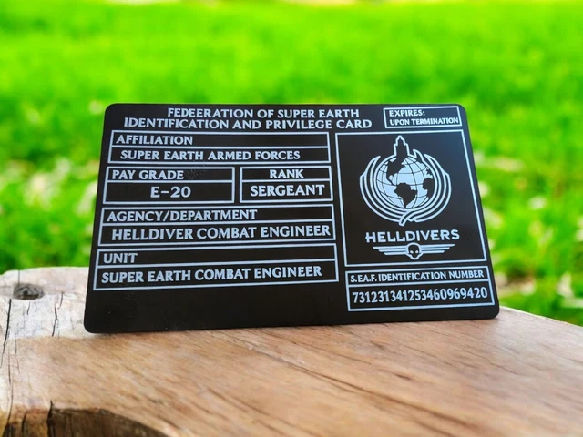 HELLDIVERS 2 HELLDIVING license super earth identification card metal ...