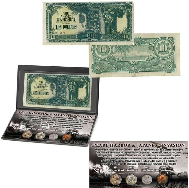 PEARL HARBOR COIN Collection and Japanese Invasion Note 1941-1944 $27. ...