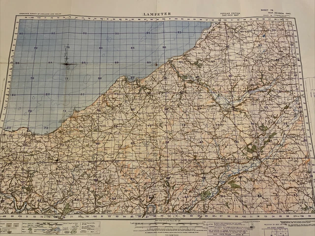 MAP OF LAMPETER WW2 WAR REVISION 1940 Ordnance Survey SHEET 78 £2.00 ...