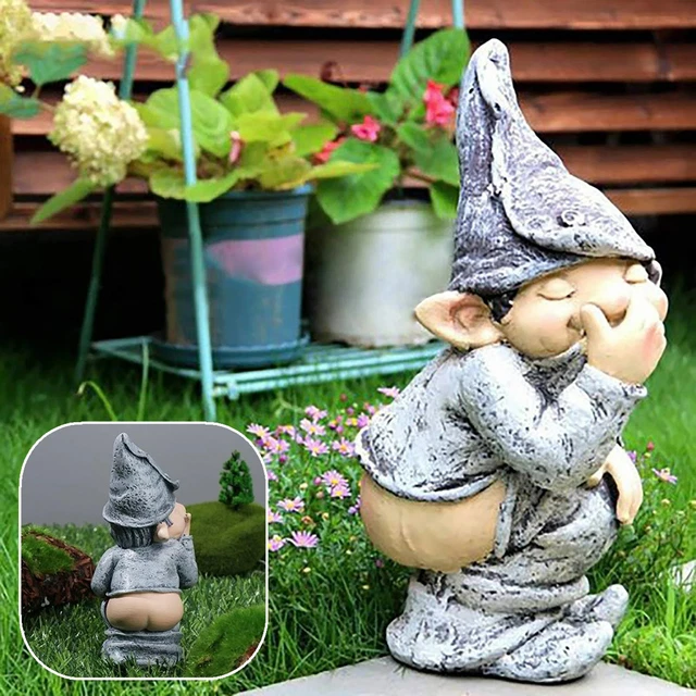 NAUGHTY GNOME POOPING Miniature Statue Pooping Simulating Figurine Mold ...