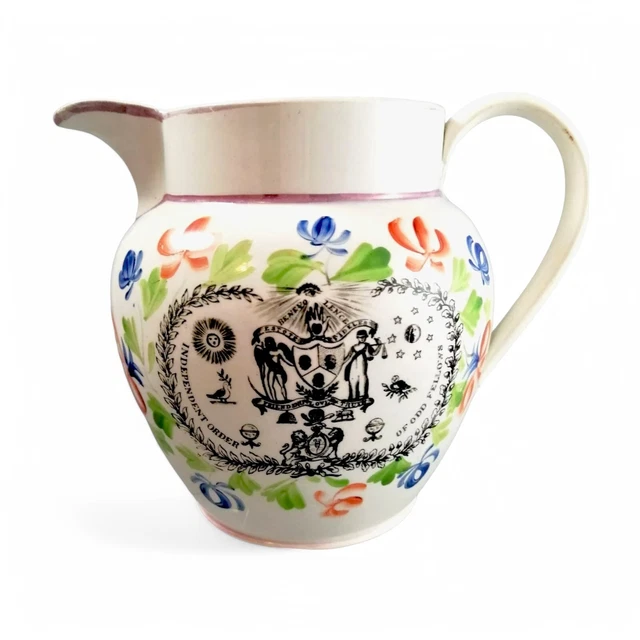 ANTIQUE VICTORIAN JUG with Masonic designs, Independent Order of Odd ...