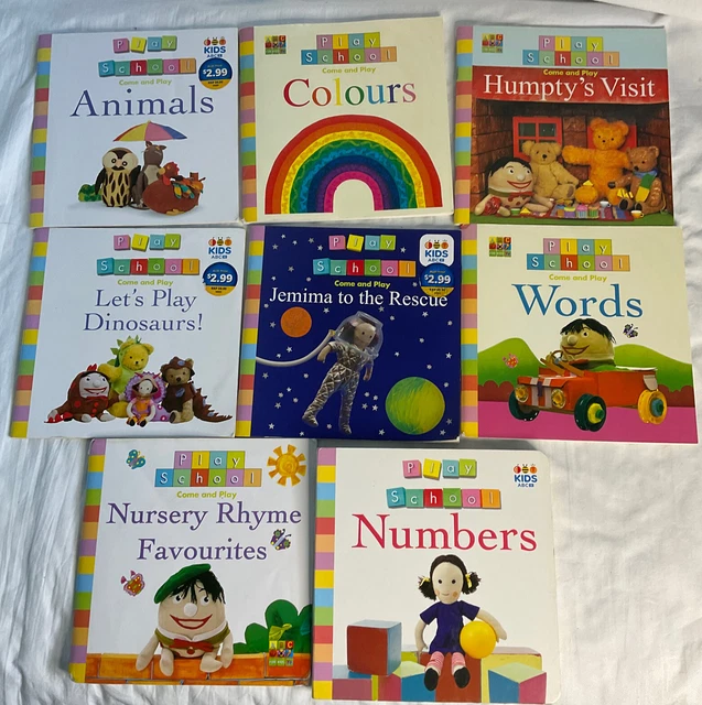 PLAY SCHOOL ABC Kids Books Lot X8 PB Colours Words Humpty’s Visit board ...