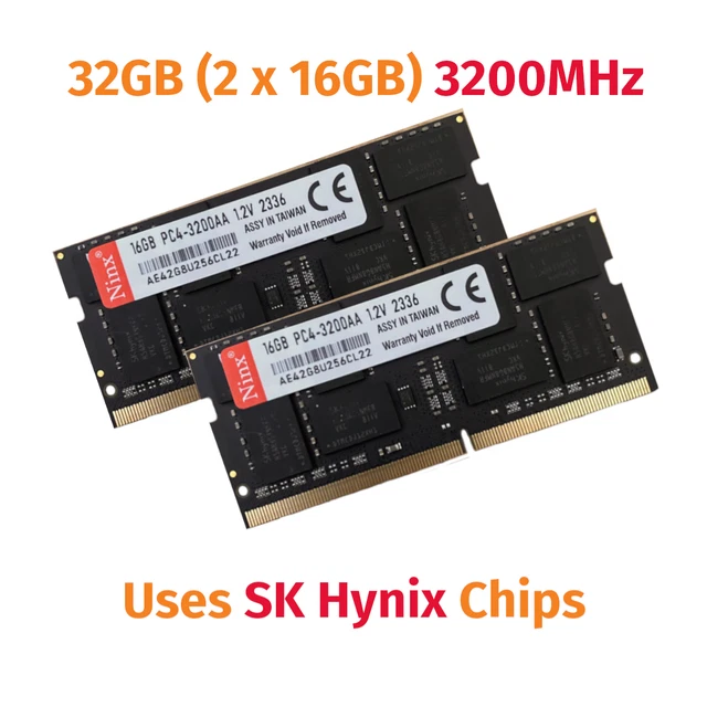 NINX 32GB (16GB x 2) DDR4 3200MHz SODIMM Laptop RAM Memory (Uses SK ...