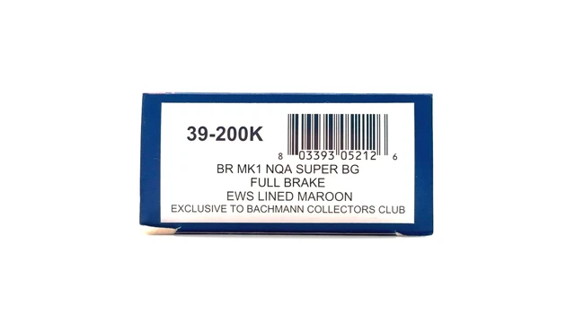 BACHMANN 00 GAUGE - 39-200K - Br Mk1 Nqa Super Bg Full Brake Ews Lined ...