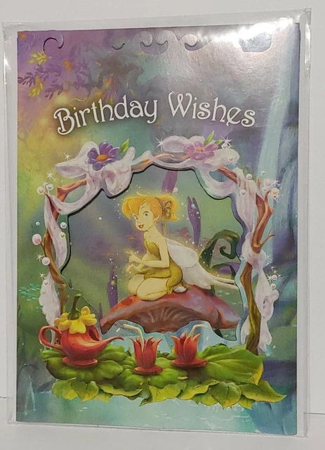 DISNEY 3D POP Out Paper Figures Tinkerbell Birthday Greeting Card w ...