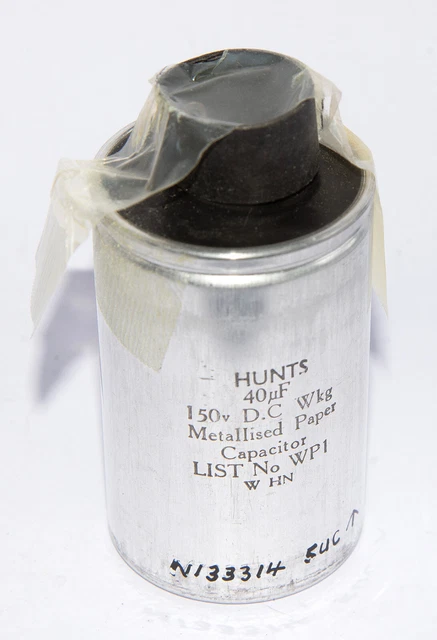 CONDENSER CAPACITOR 5UC/8916 Hunts 40uF 40µF 150VDC WP1 RAF Vintage ...