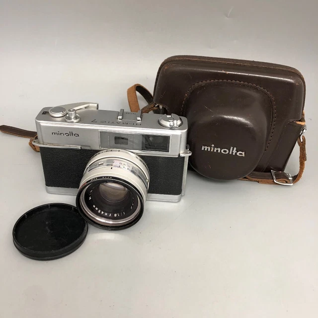 MINOLTA HI-MATIC 7 Film Camera 35mm Rokkor -PF 1;18 f=45mm Lens ...