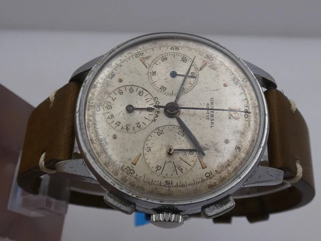 CRONOGRAFO UNIVERSAL GENEVE COMPAX 38mm 32417 CARICA MANUALE ANNI '50 ...
