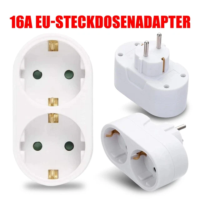 2 FACH DOPPELSTECKER Mehrfachstecker Steckdose Multistecker Adapter ...