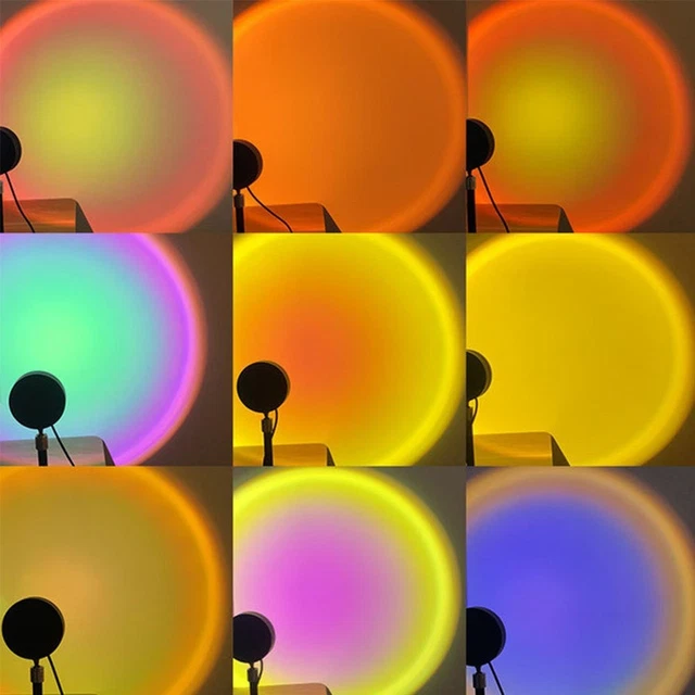 USB SUNSET PROJECTOR Light Ambient Mood Lamp LED Wellness Bedroom Night ...