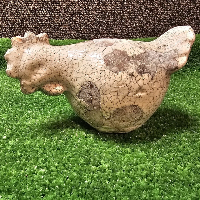 RARE CRACKED CERAMIC French Athezza Chicken/Hen Statue Farmhouse ...