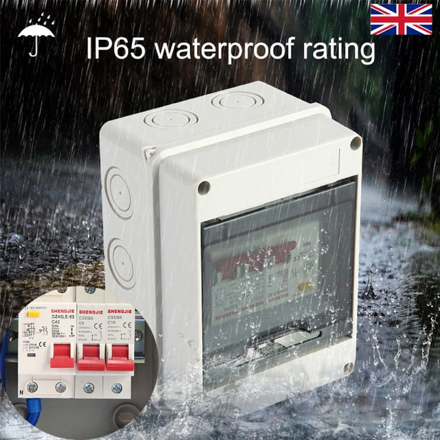 2 WAY GARAGE IP65 Weatherproof Consumer Unit Enclosure 40Amp RCD MCB ...
