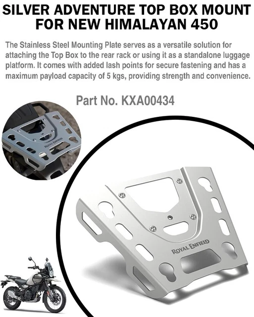 &SILVER ADVENTURE TOP Box Mount " Fit For Royal Enfield New Himalayan ...