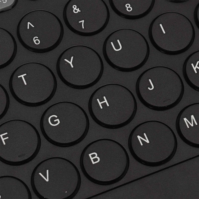 (BLACK) ROUND KEYCAPS Mini Keyboard Compact Wireless Keyboard With Dual ...