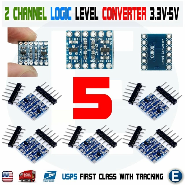 5PCS 2 CHANNEL IIC I2C Logic Level Converter Bi-Directional Module 5V ...