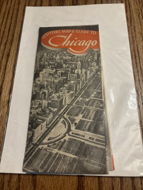 VINTAGE 1949 VISITORS Map & Guide to Chicago Travel Brochure Tourism £ ...